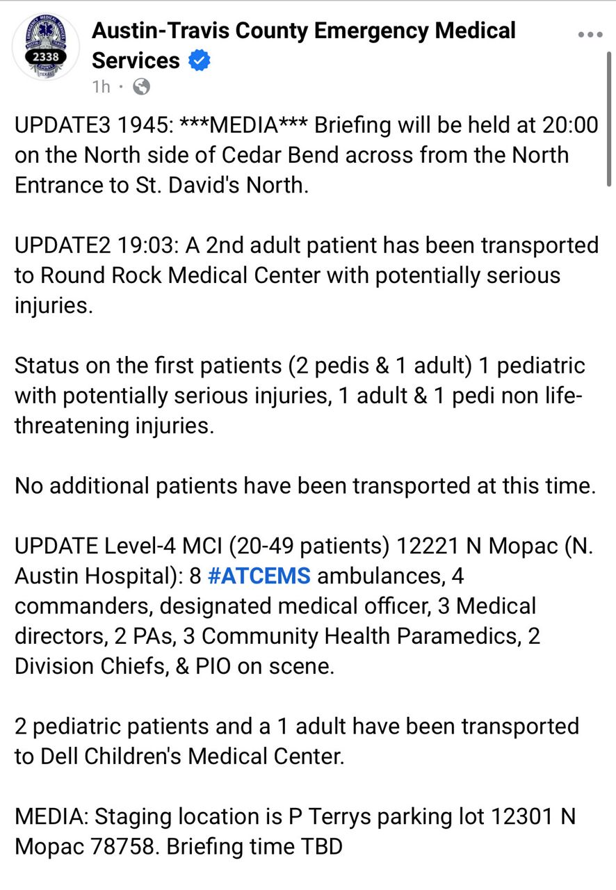 1 dead, 5 injured after a crash into Austin ER