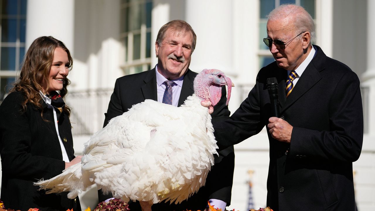 Biden pardons Thanksgiving turkeys, notes COVID progress