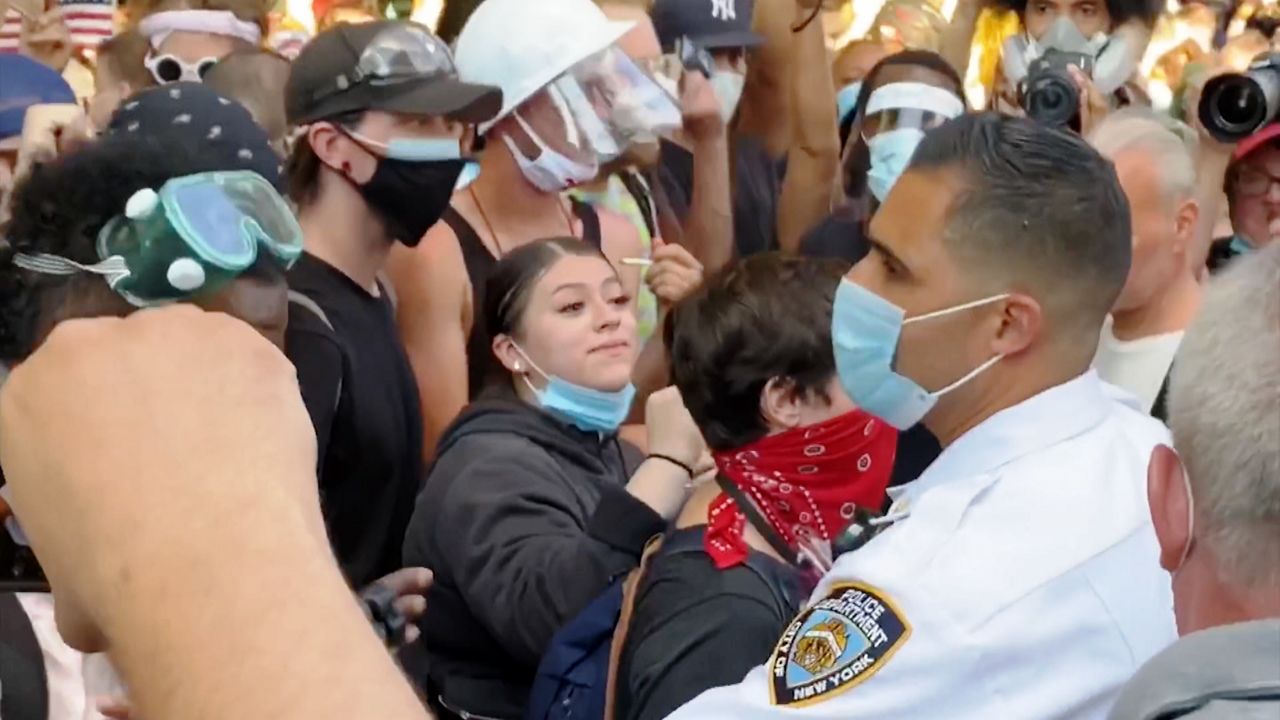 Pro-Police and Anti-Police Demonstrators Clash in Brooklyn