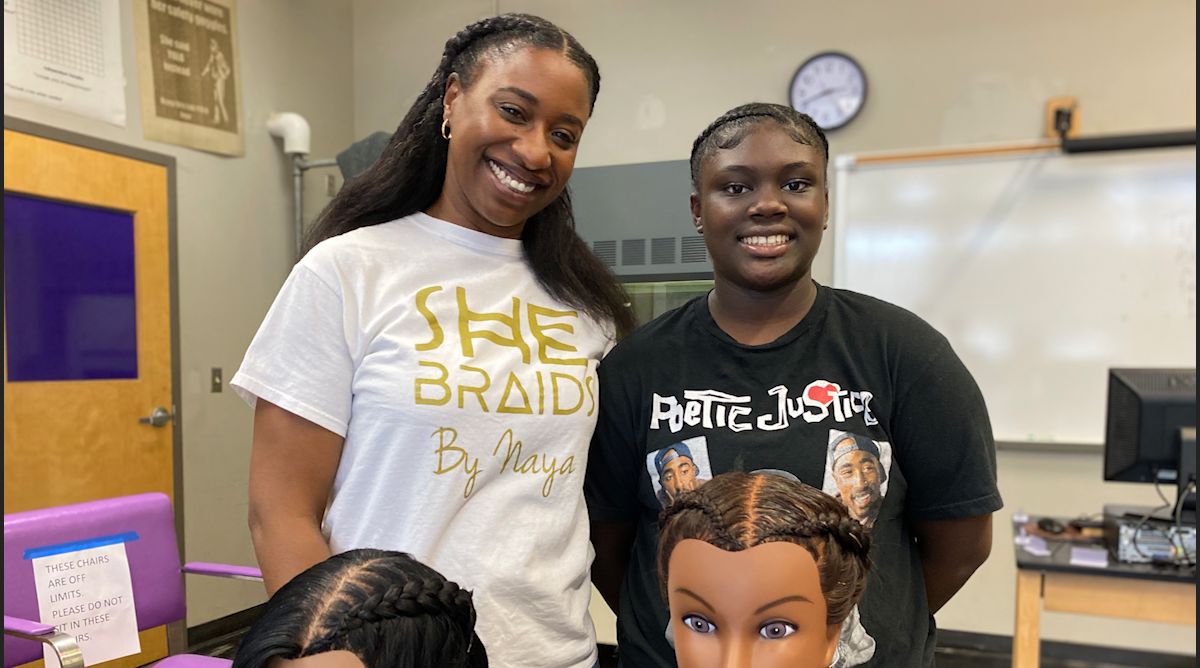 Students learn braiding and barbering skills at Bradley Tech