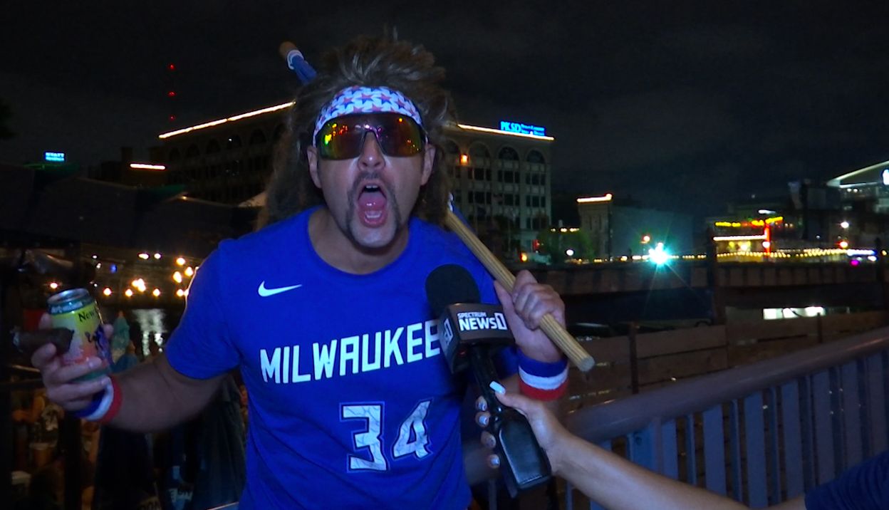 Fans celebrate downtown following Bucks championship win