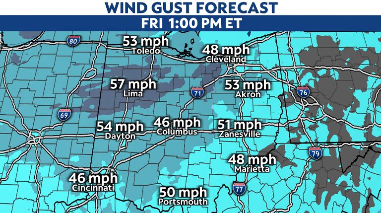 High wind risk all day Friday for Ohio