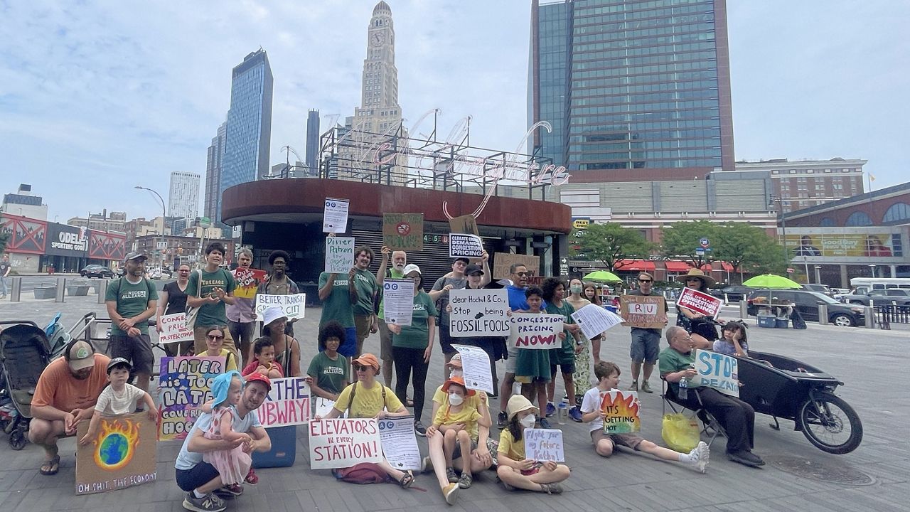 Climate activists rally for congestion pricing in the city