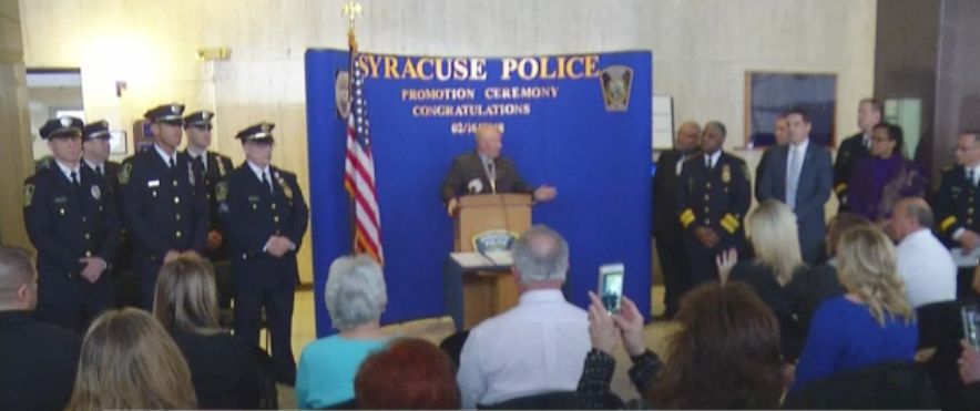Syracuse Police give promotions to four officers and lieutenant