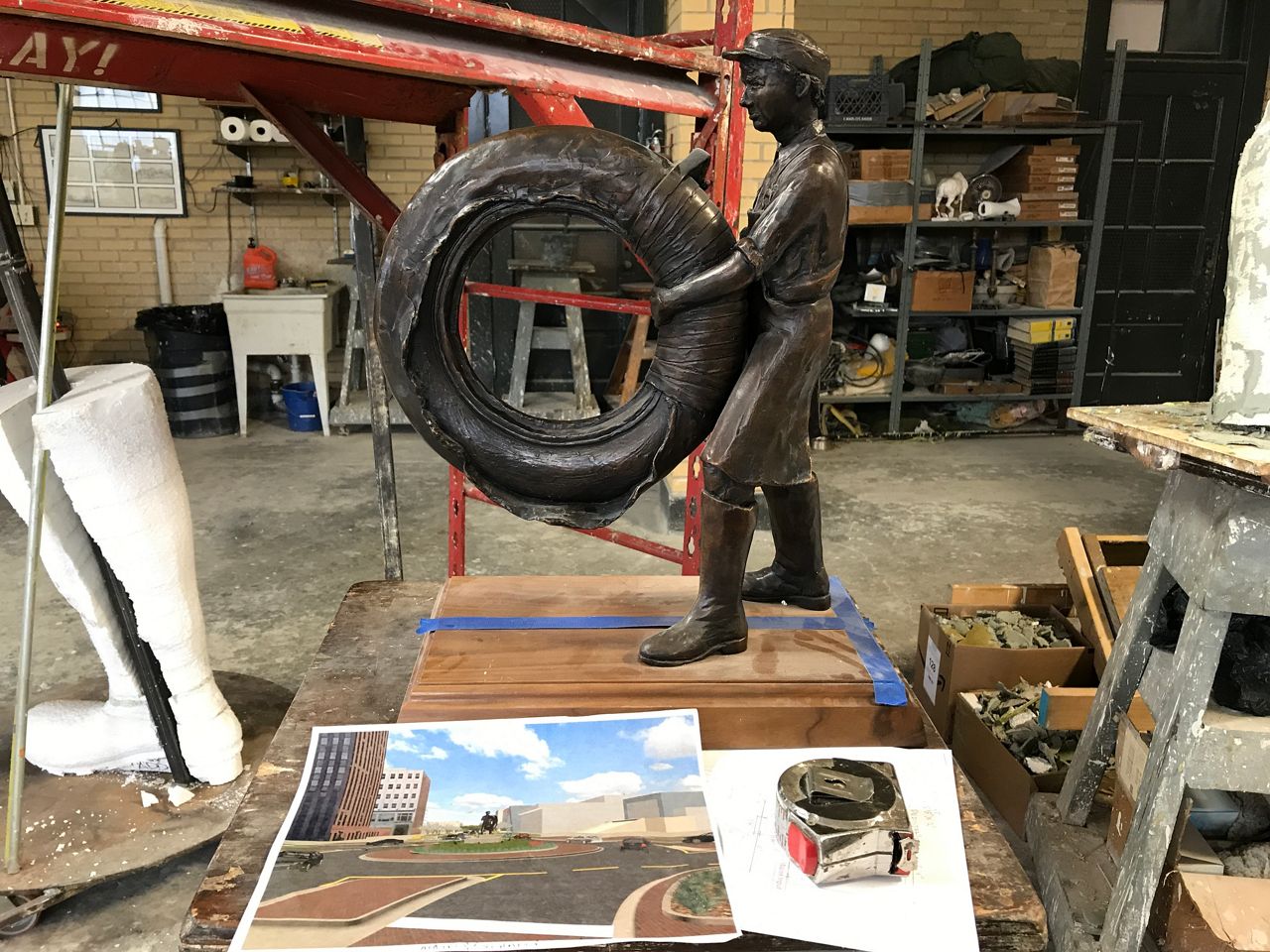 Akron unveils rubber worker sculpture