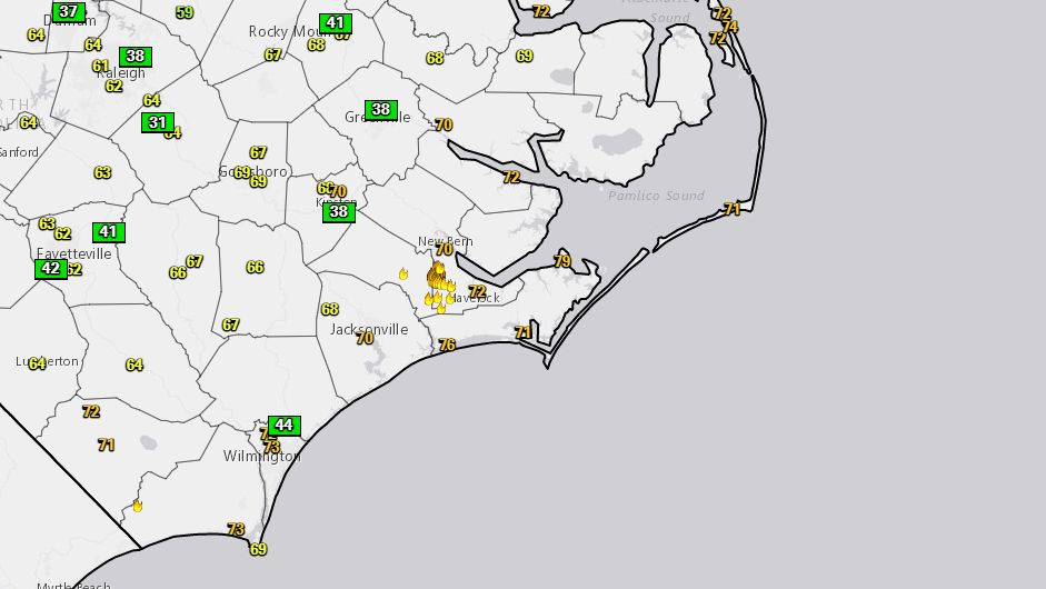 Unhealthy air alerts in eastern N.C. as wildfire rages