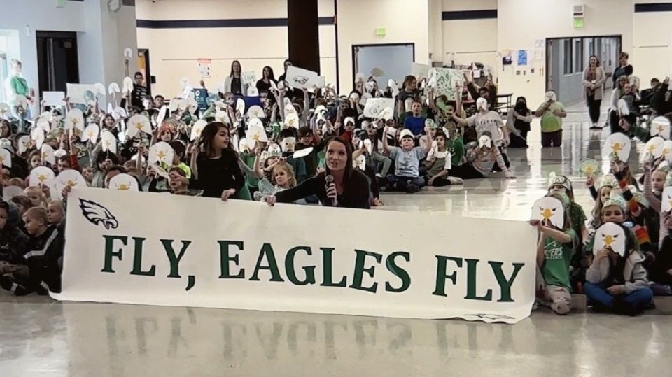Pep rallies cheer on Southwestern CSD alum and Eagles Coach