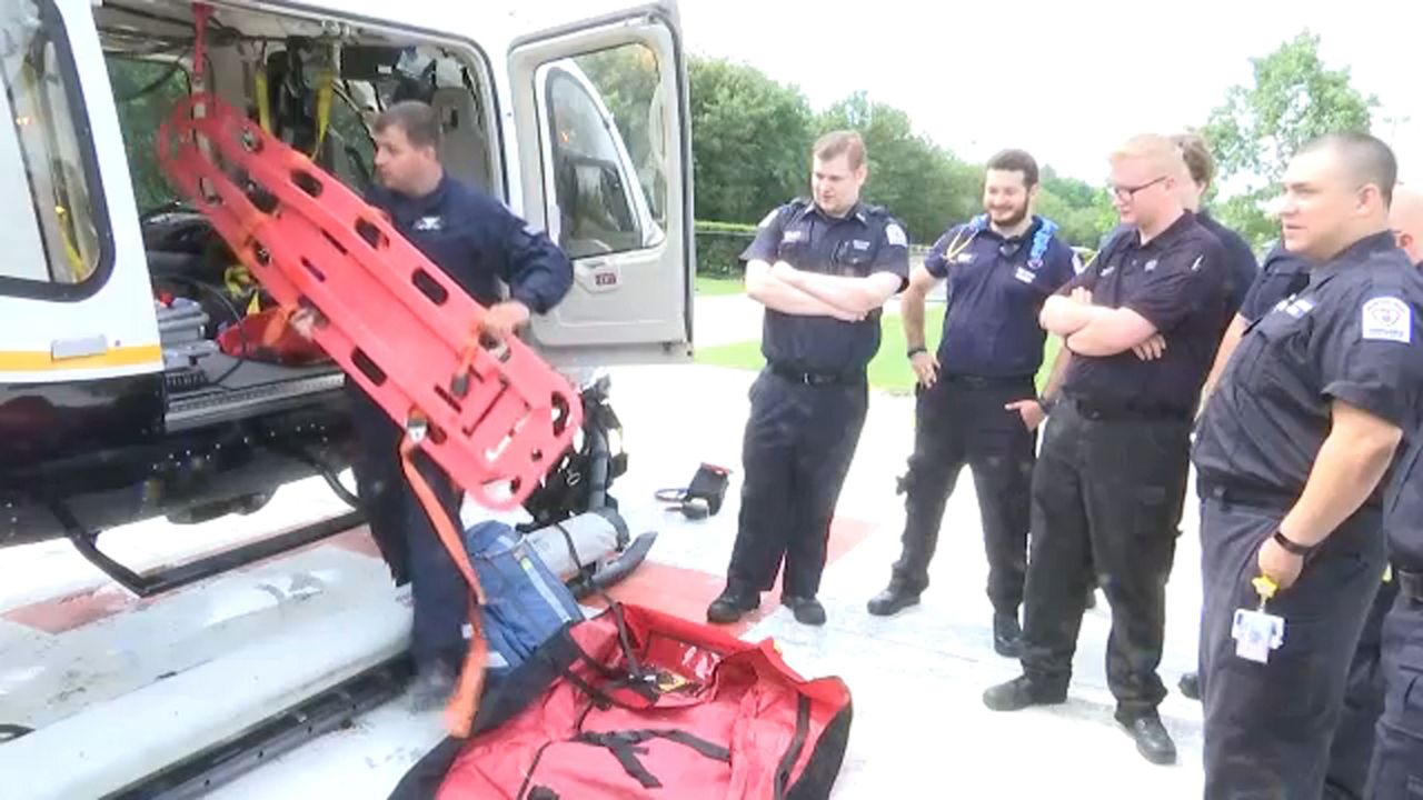 Volunteer EMTs learn helicopter rescue skills
