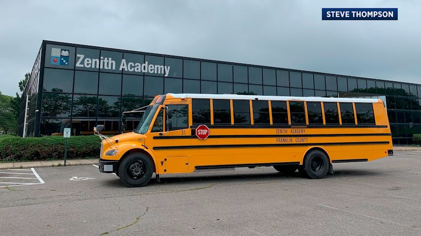 Zenith Academy rolls out one of Ohio's first EV school buses