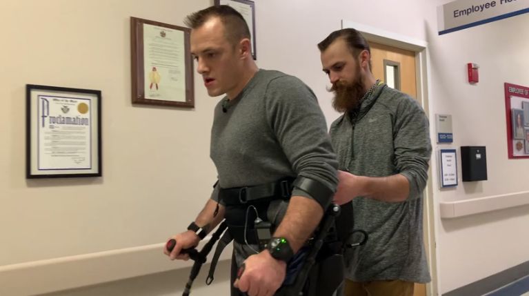 Veteran Walks With Use of Exoskeleton at Milwaukee VA