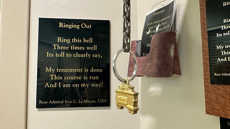 Pancreatic cancer survivor rings final treatment bell