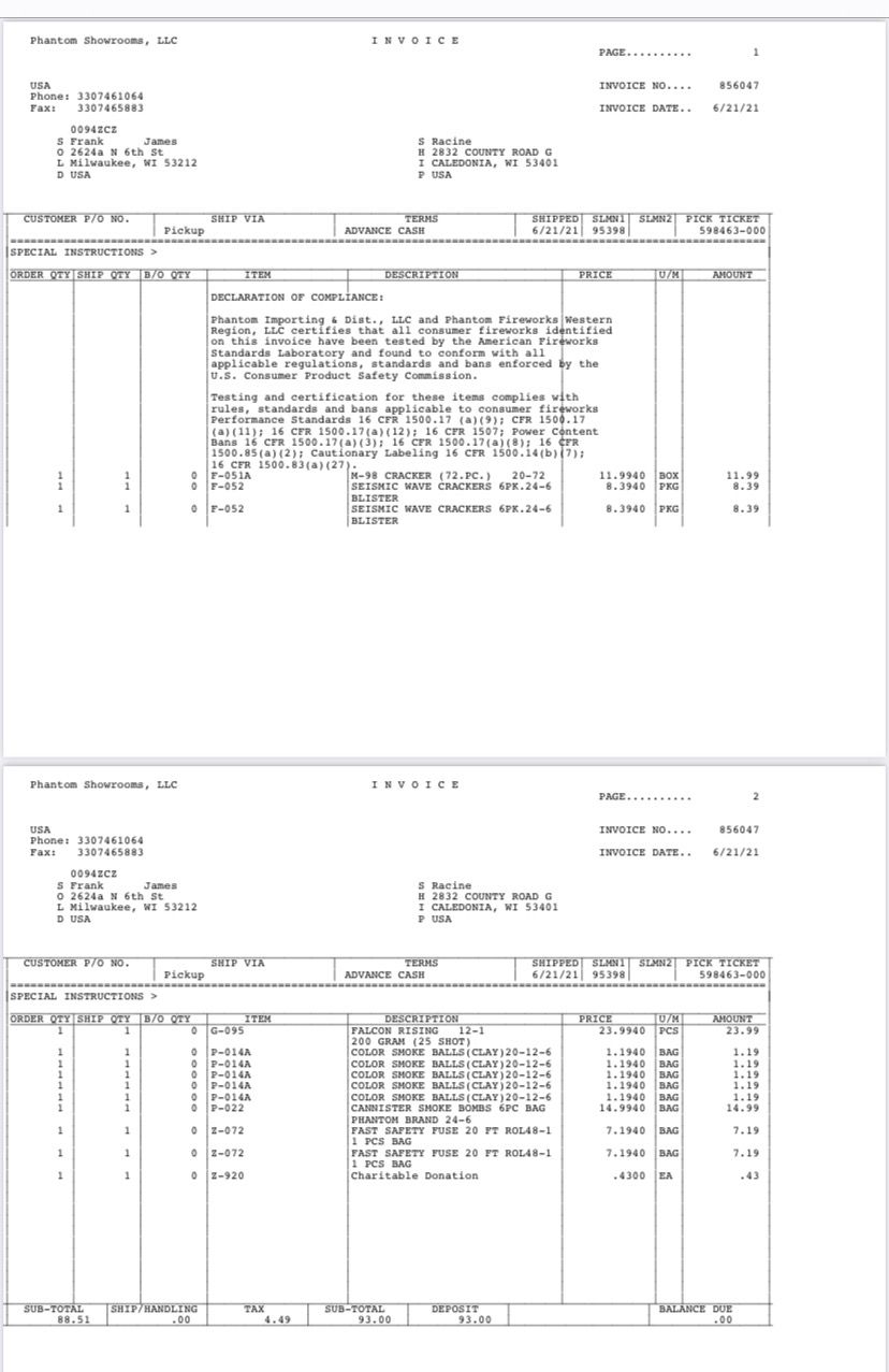 Suspect arrested may have bought fireworks in Wisconsin