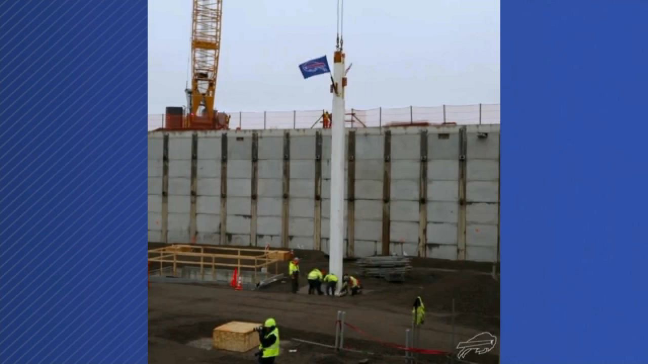 First structural steel beam set at Buffalo Bills new stadium