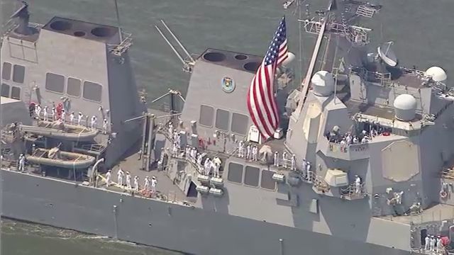 Fleet Week Celebration Begins with Parade of Ships Up Hudson