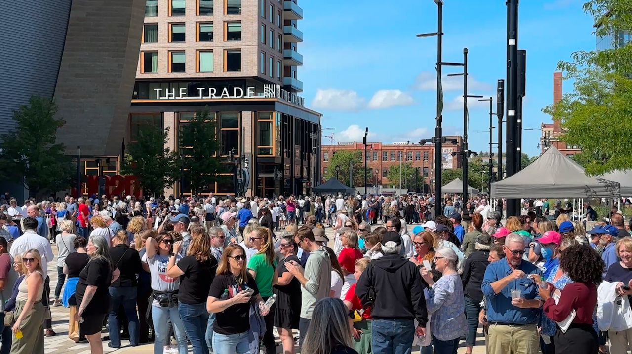 Crowds pack Fiserv Forum for Harris-Walz rally in Milwaukee