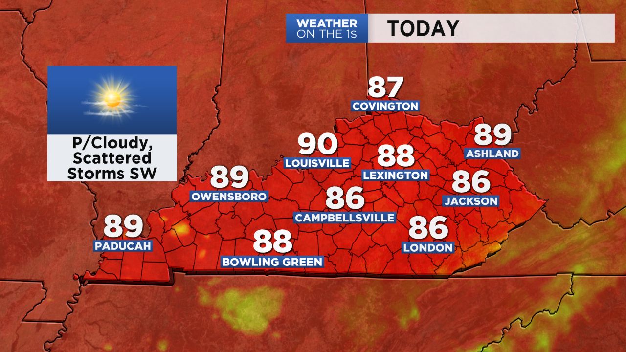 Turning Mostly Sunny, Storms Possible Southwest KY