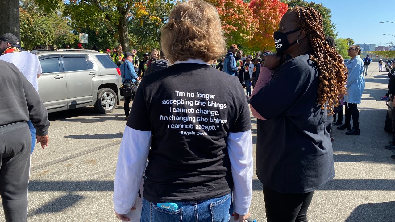 Protesters march through downtown Akron