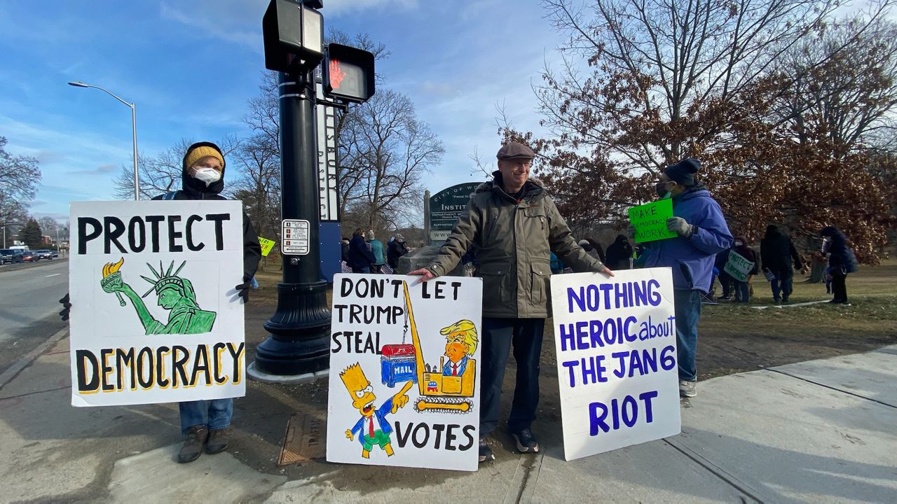 Group in Worcester holds vigil for Capitol riots anniversary