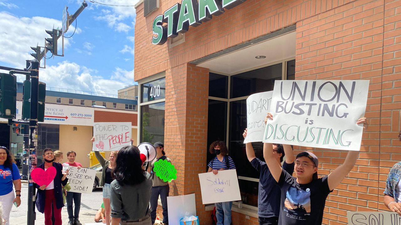 Ithaca Starbucks workers protest to keep store open