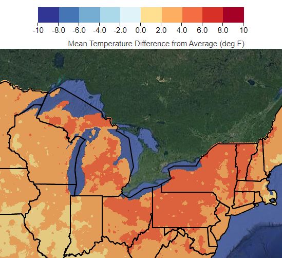 July Heat Set Record Highs and Warmed the Great Lakes
