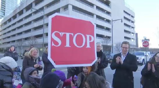 Kids, Councilman Protest for Stop Sign Installation Near School