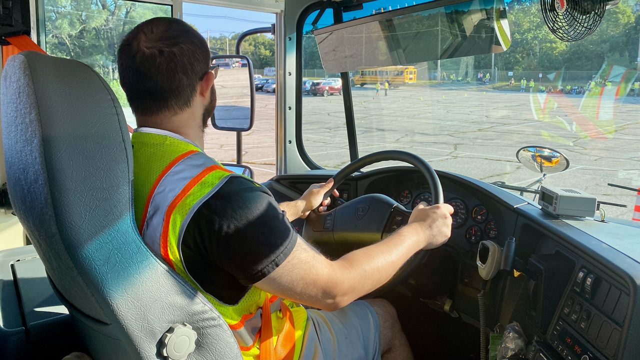 First-time bus driver practices before start of school