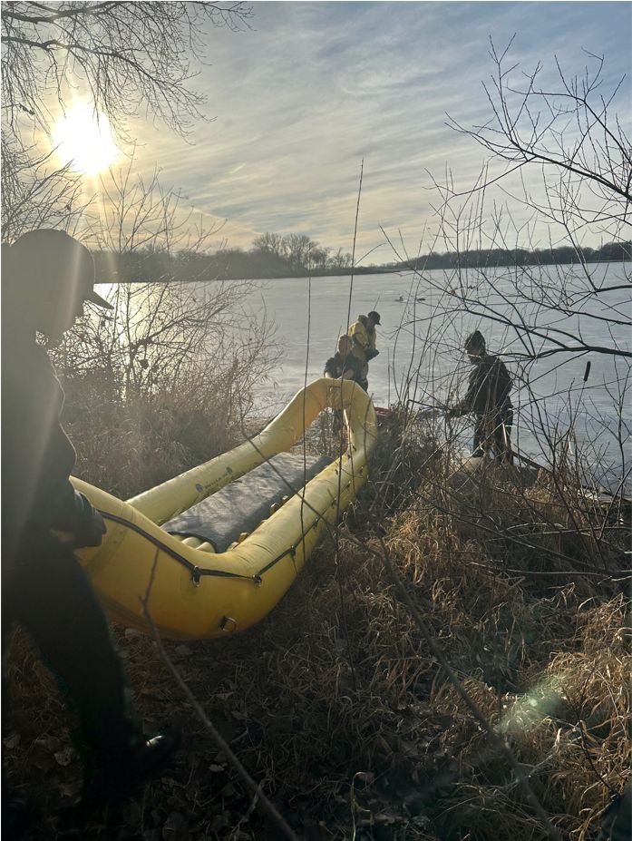 Two people rescued after falling through ice near Madison