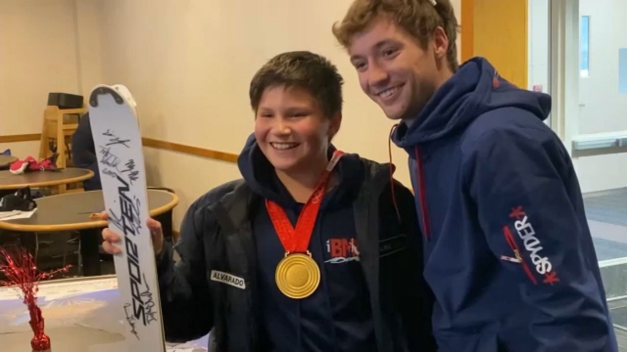 Gold medalist Chris Lillis greets fans at Bristol Mountain