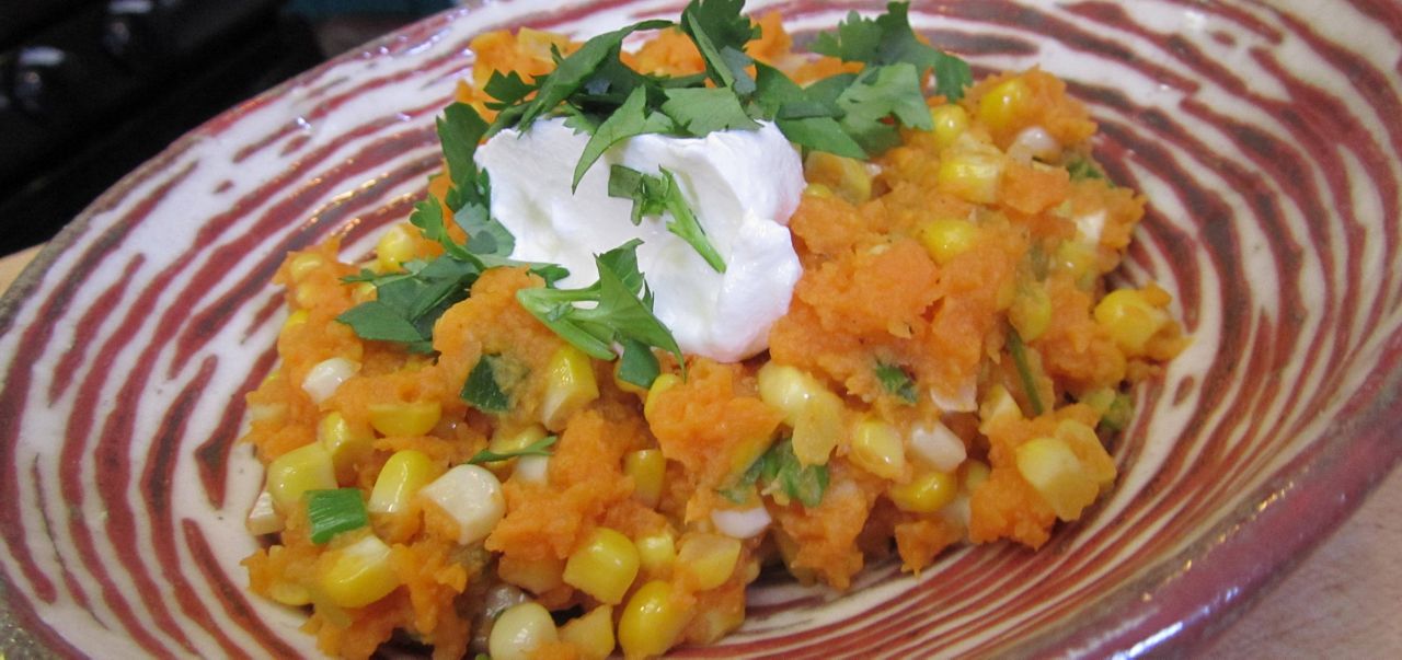 Mashed Sweet Potatoes with Corn