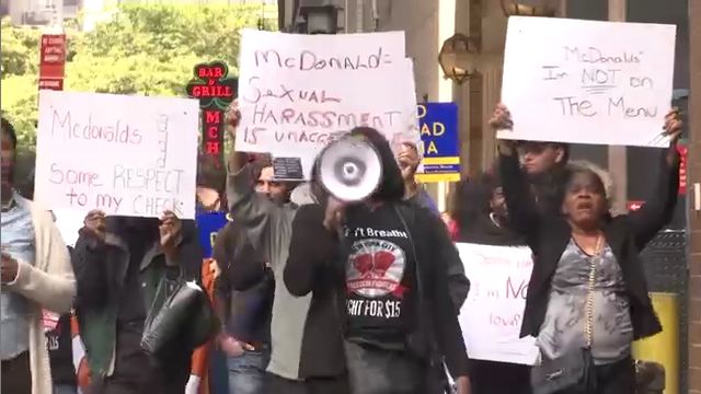 McDonald's Workers Protest in Front of Manhattan Restaurant Over ...