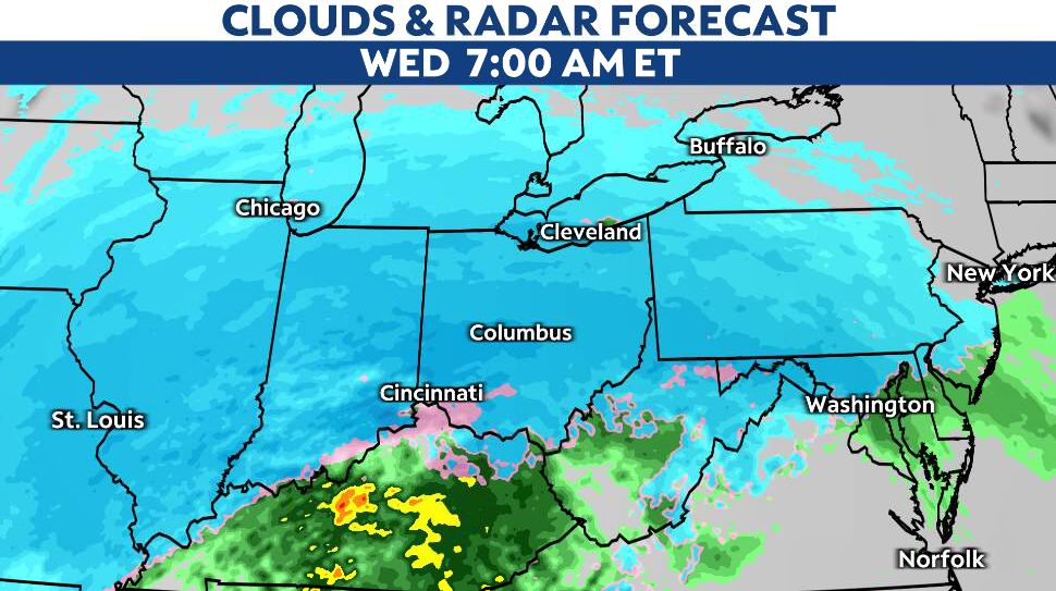 A storm system will bring a mix of rain and snow