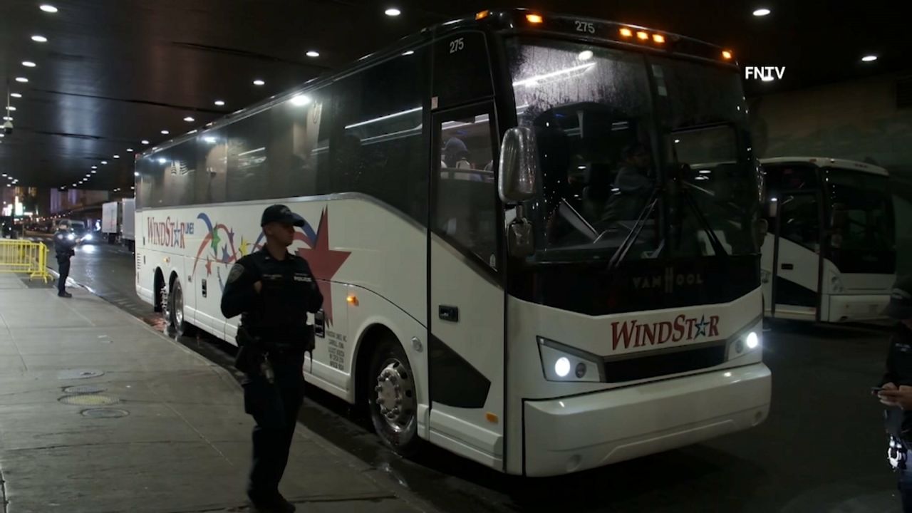 First migrant buses arrive following Adams' executive order