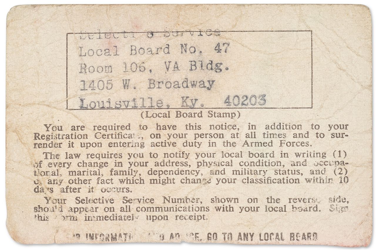 Muhammad Ali's draft card up for auction