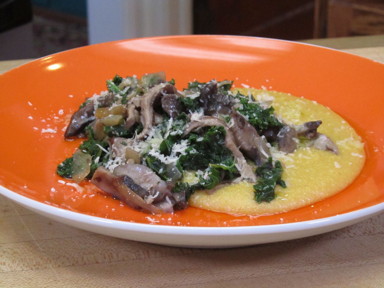 Polenta with Mushrooms and Kale