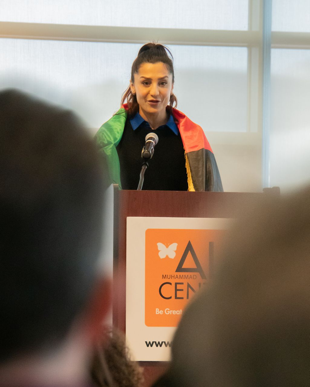 Newcomer Academy students celebrate soccer star Nadia Nadim