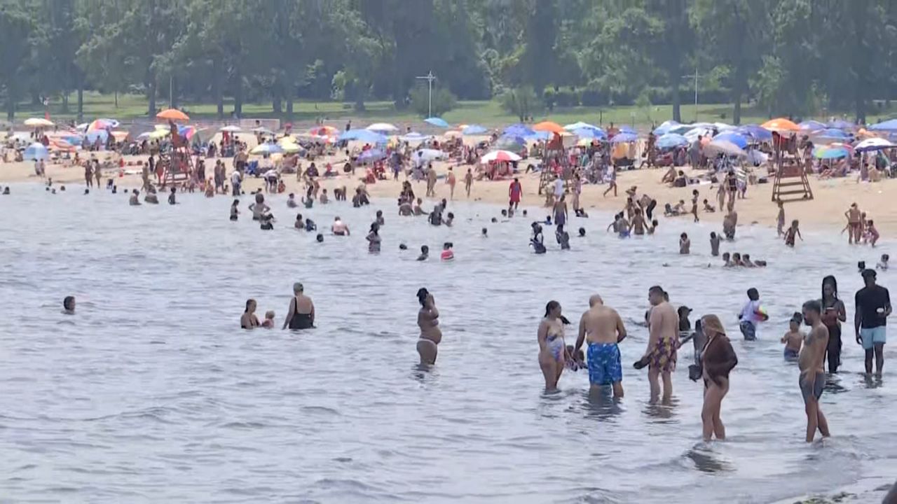 New Yorkers hit the beach for another day of extreme heat