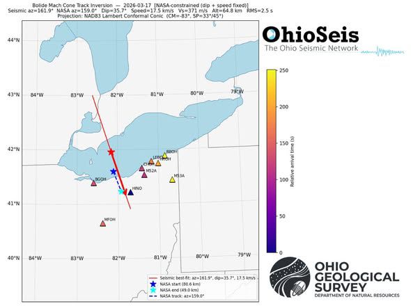 Ohio Seismic Network registers St. Patrick's Day meteor