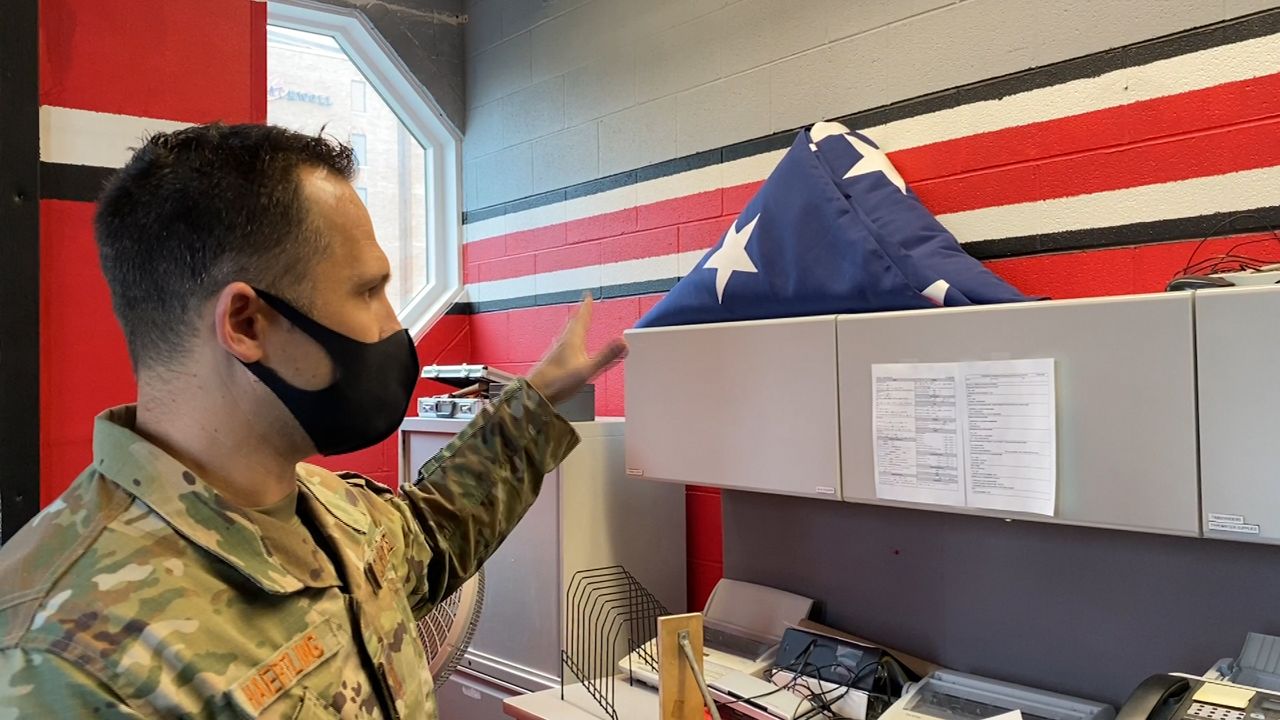 OSU ROTC cadets raise flag at Ohio Stadium