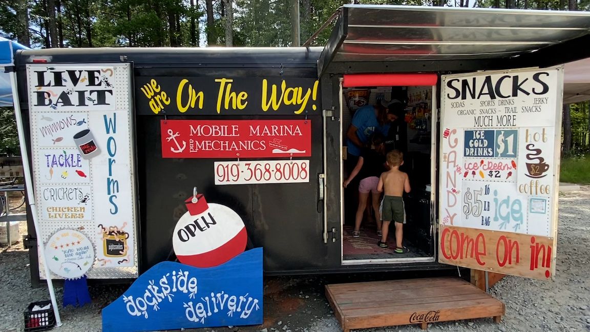 Mobile marina offers bait, snacks and boat repairs
