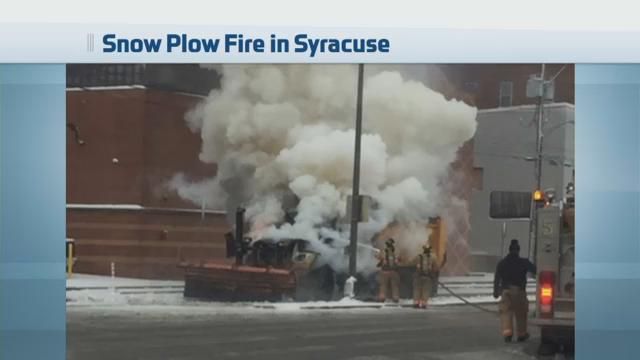 Crews Extinguish Snow Plow on Fire Near Armory Square