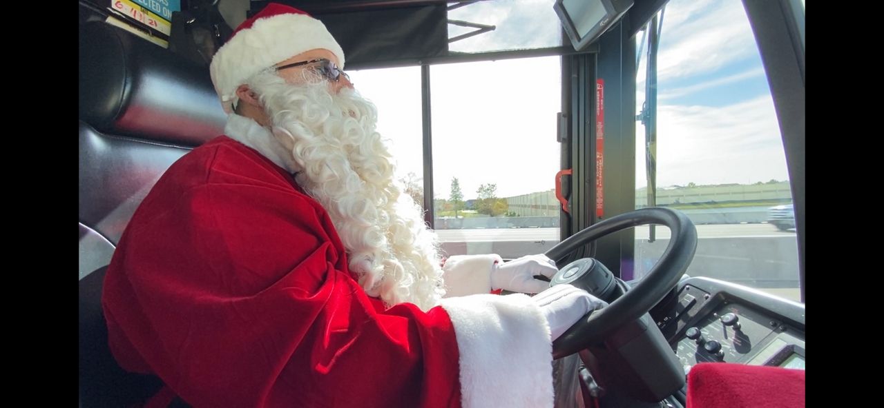 Bus driver Santa canvasses Central Florida