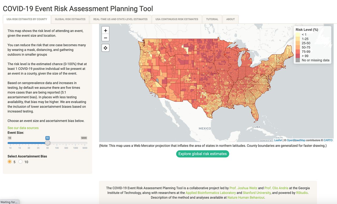 Interactive Map Shows COVID-19 Risk in Group Settings