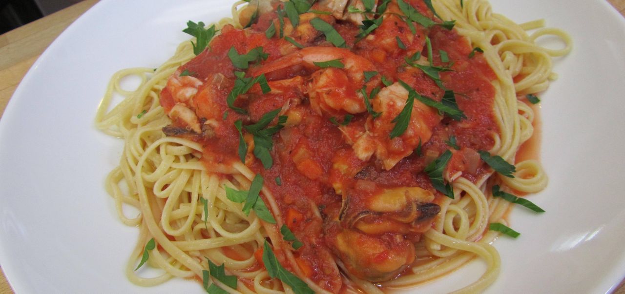 Seafood Marinara with Linguine
