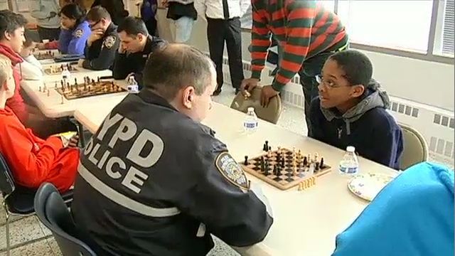 NYPD Officers Join Kids in Chess Tournament