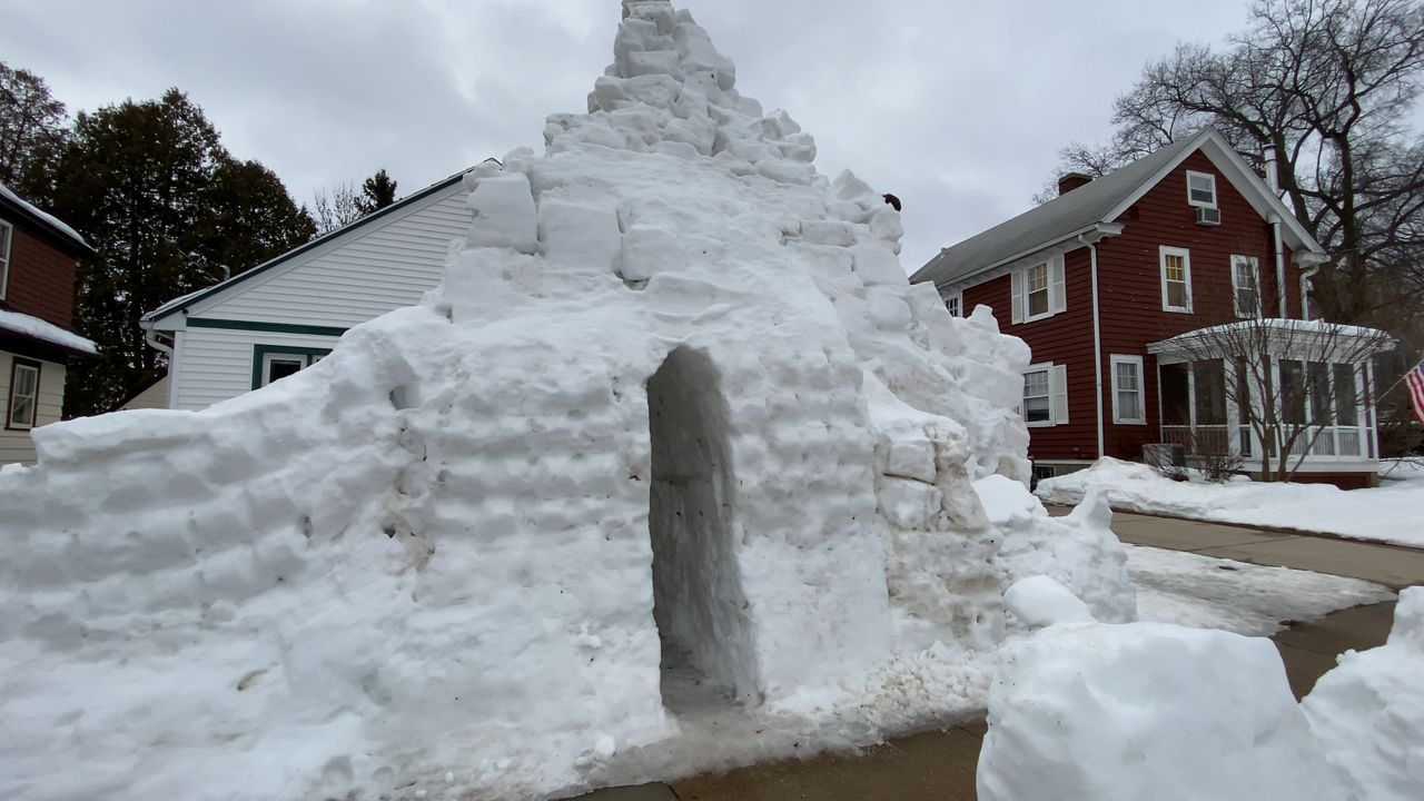 Madison Man Builds 25-Foot Snow Castle in Front Yard