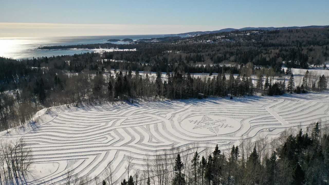 Snowshoe art turns Canadian town into winter wonderland