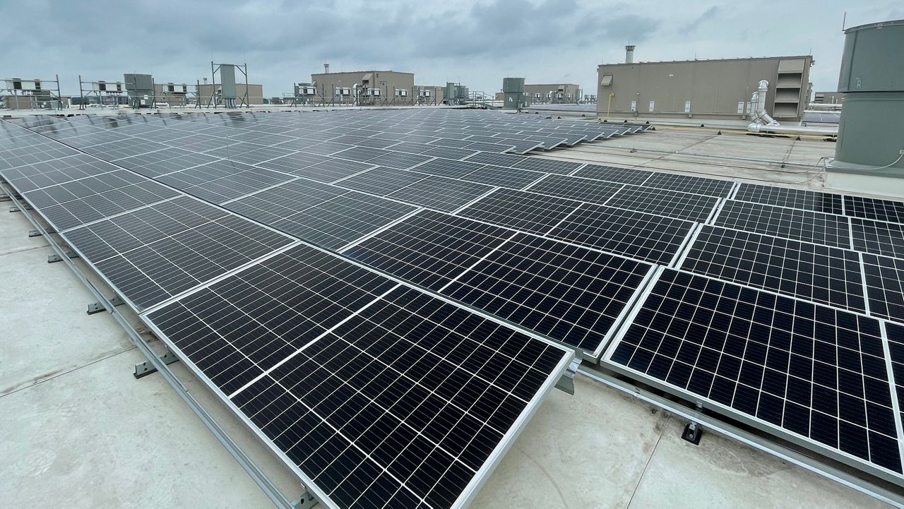 Solar panel rooftop array unveiled at Amazon Air Hub