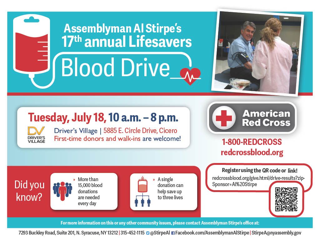 Assemblymember Al Stirpe hosts annual Lifesavers Blood Drive