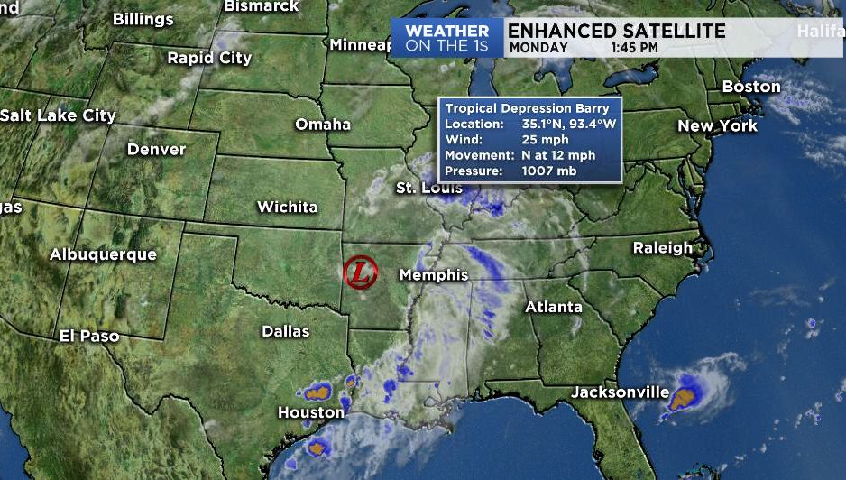 Barry now a Tropical Depression; still poses flooding threat