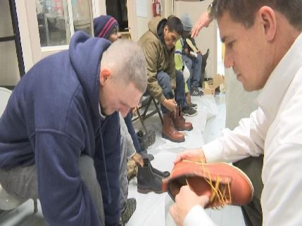 Shelter Gives Free Shoes to Homeless